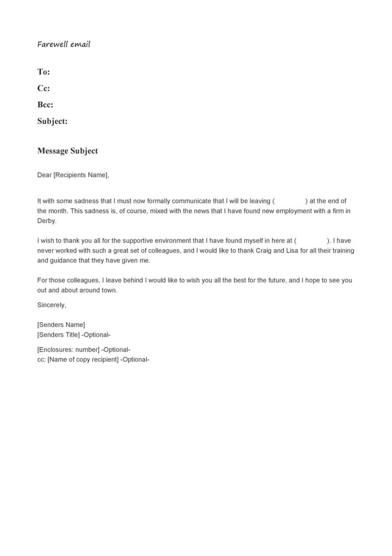 40+ Farewell Email Templates to Coworkers ᐅ TemplateLab