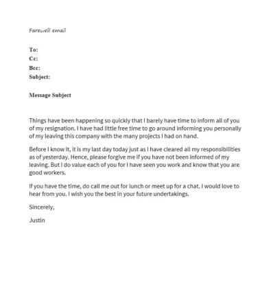 40+ Farewell Email Templates to Coworkers ᐅ TemplateLab