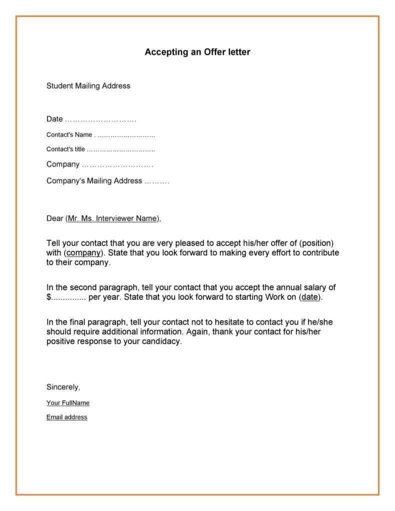 40 Professional Job Offer Acceptance Letter & Email Templates ᐅ TemplateLab 40 Professional Job Offer Acceptance Letter & Email Templates ᐅ TemplateLab