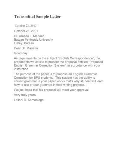 Letter of Transmittal - 40+ Great Examples & Templates ᐅ TemplateLab