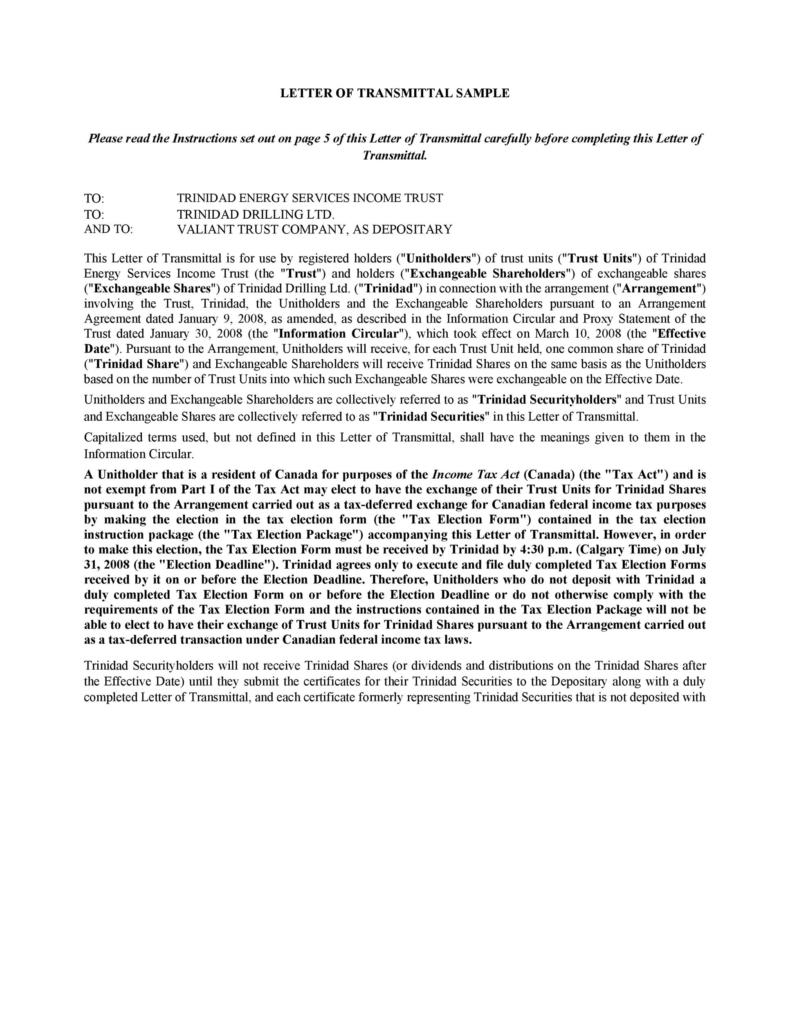 Letter of Transmittal - 40+ Great Examples & Templates ᐅ TemplateLab