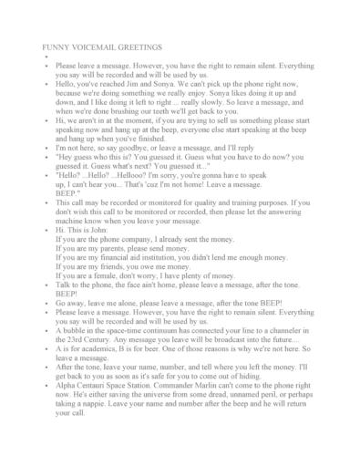 40 Voicemail Greetings & Phone Message Templates [Business, Funny ...