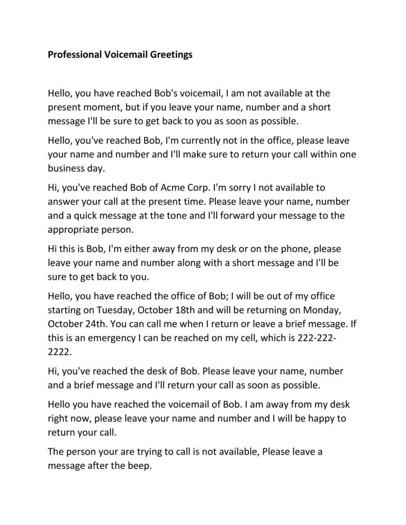 40 Voicemail Greetings & Phone Message Templates [Business, Funny ...