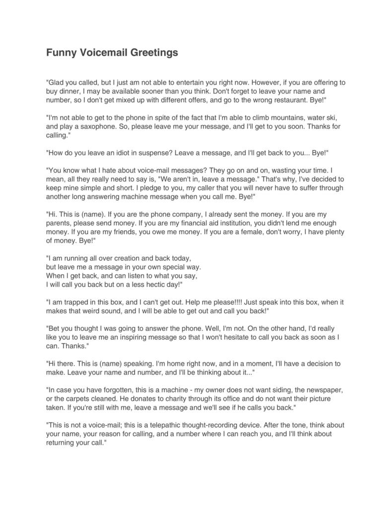 40 Voicemail Greetings & Phone Message Templates [Business, Funny ...
