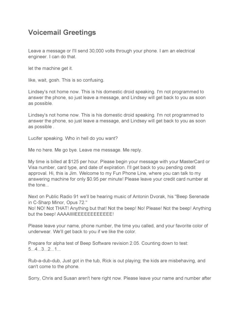 40 Voicemail Greetings & Phone Message Templates [Business, Funny ...