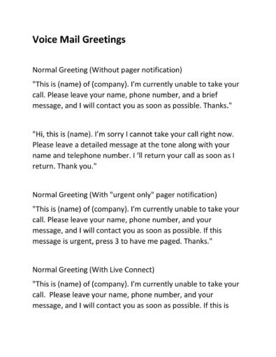 40 Voicemail Greetings & Phone Message Templates [Business, Funny ...