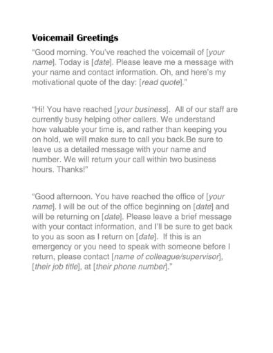 40 Voicemail Greetings & Phone Message Templates [Business, Funny ...