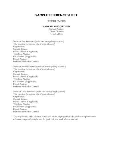 40 Professional Reference Page / Sheet Templates ᐅ TemplateLab