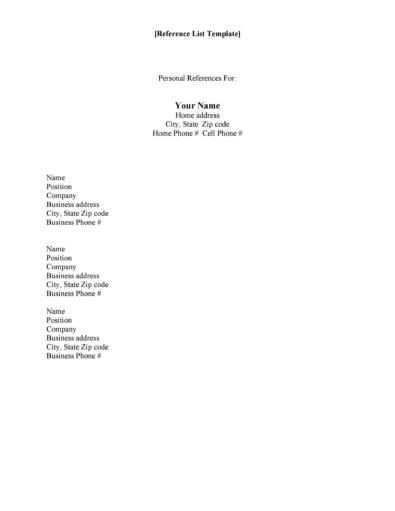 40 Professional Reference Page / Sheet Templates ᐅ TemplateLab