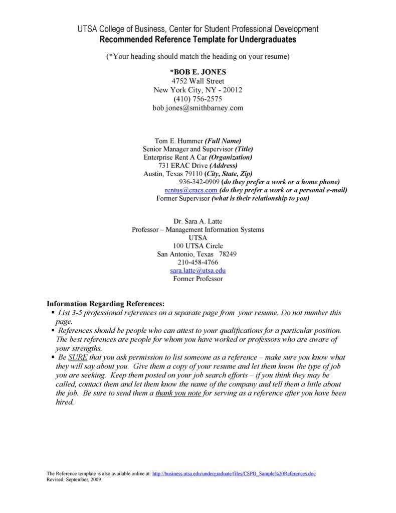 40 Professional Reference Page / Sheet Templates ᐅ TemplateLab