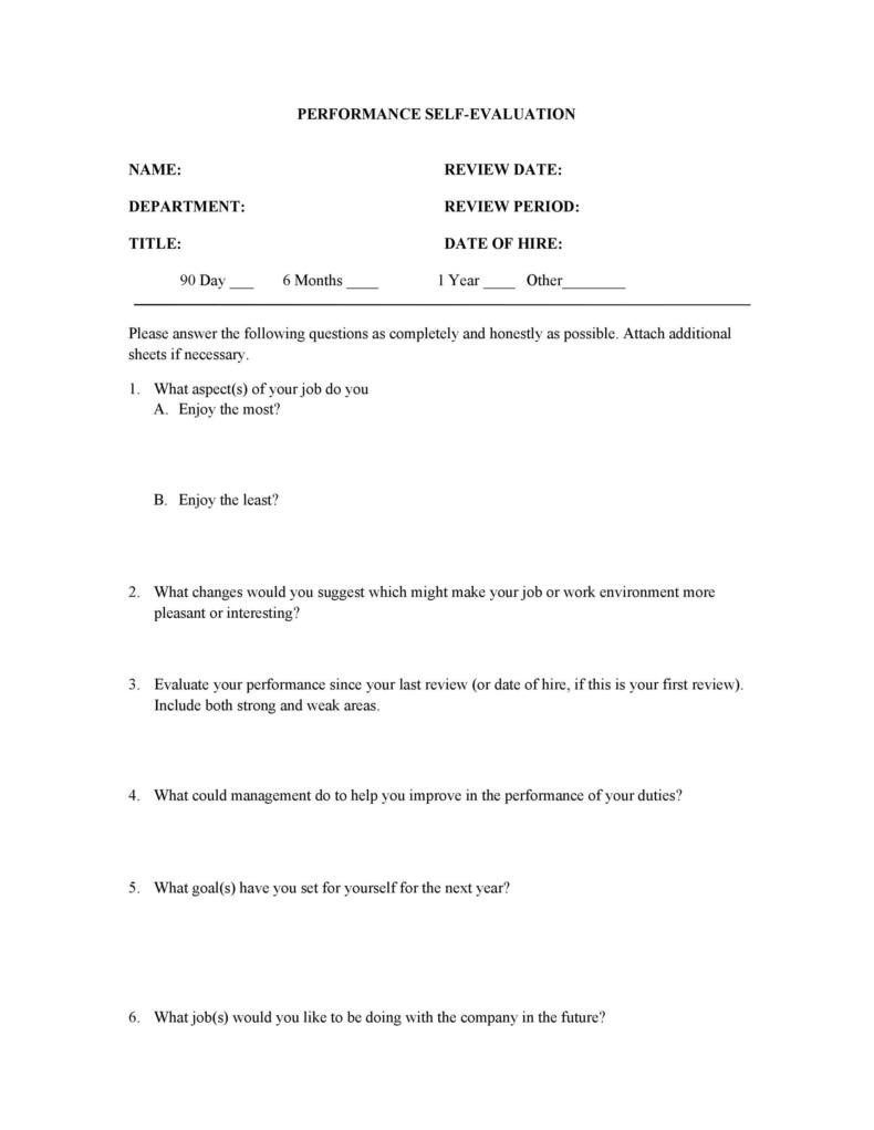 50 Self Evaluation Examples Forms And Questions ᐅ Templatelab