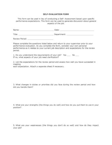 50+ Self Evaluation Examples, Forms & Questions ᐅ TemplateLab