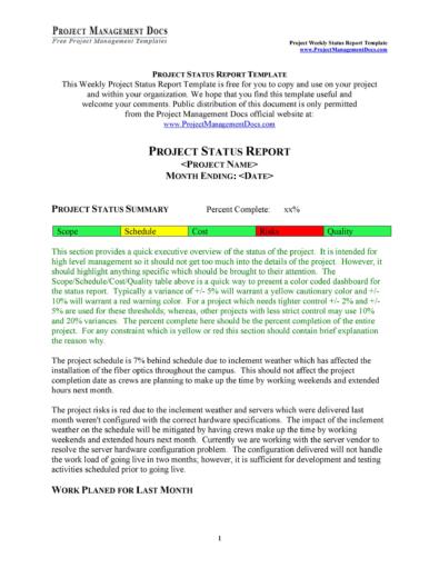 40+ Project Status Report Templates [Word, Excel, PPT] ᐅ TemplateLab