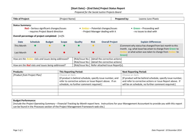 40+ Project Status Report Templates [Word, Excel, PPT] ᐅ TemplateLab