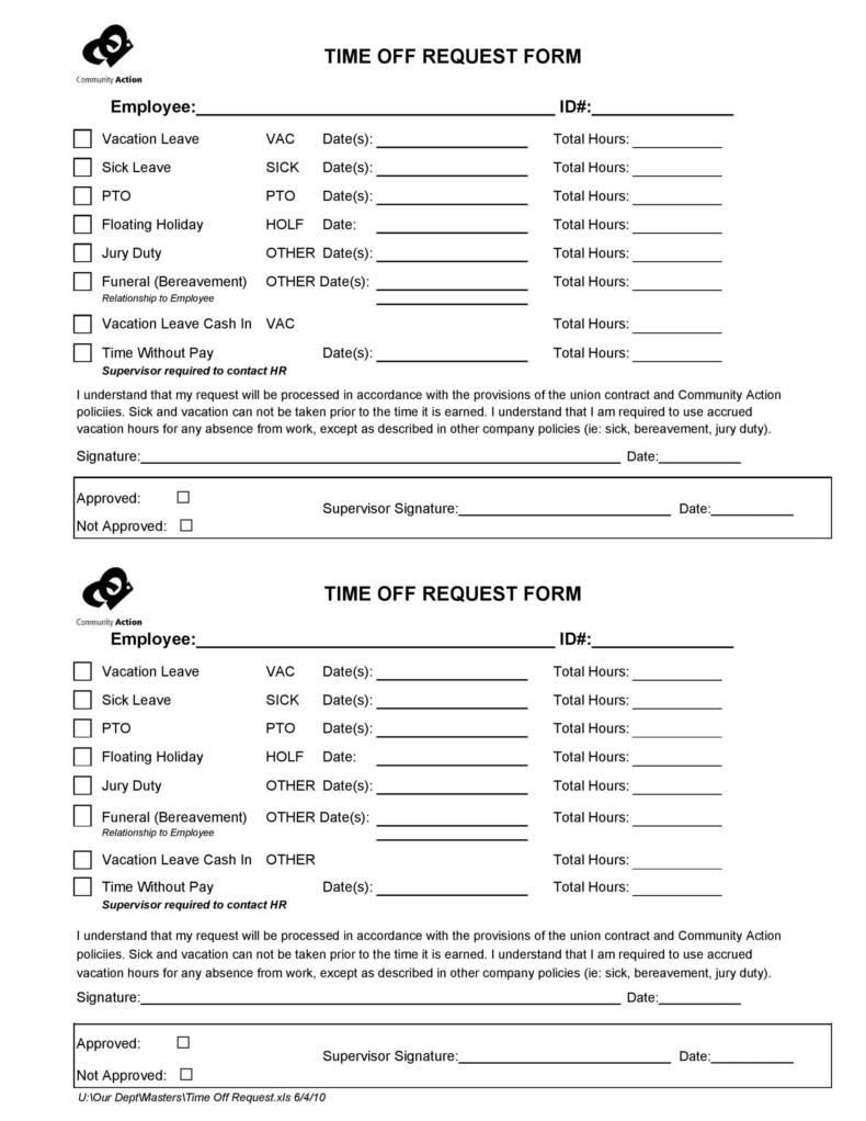 40+ Effective Time Off Request Forms & Templates ᐅ TemplateLab