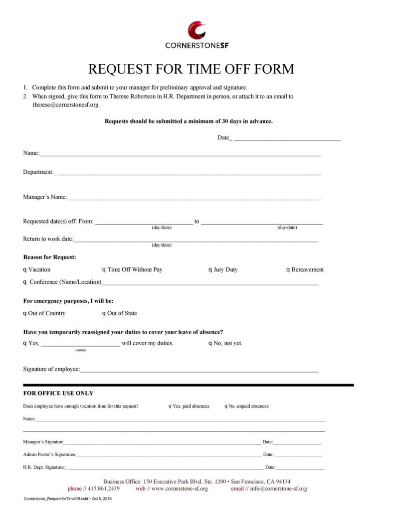 40+ Effective Time Off Request Forms & Templates ᐅ TemplateLab