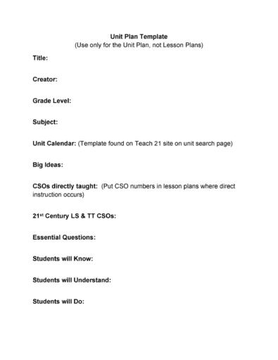 39 Best Unit Plan Templates [Word, PDF] ᐅ TemplateLab