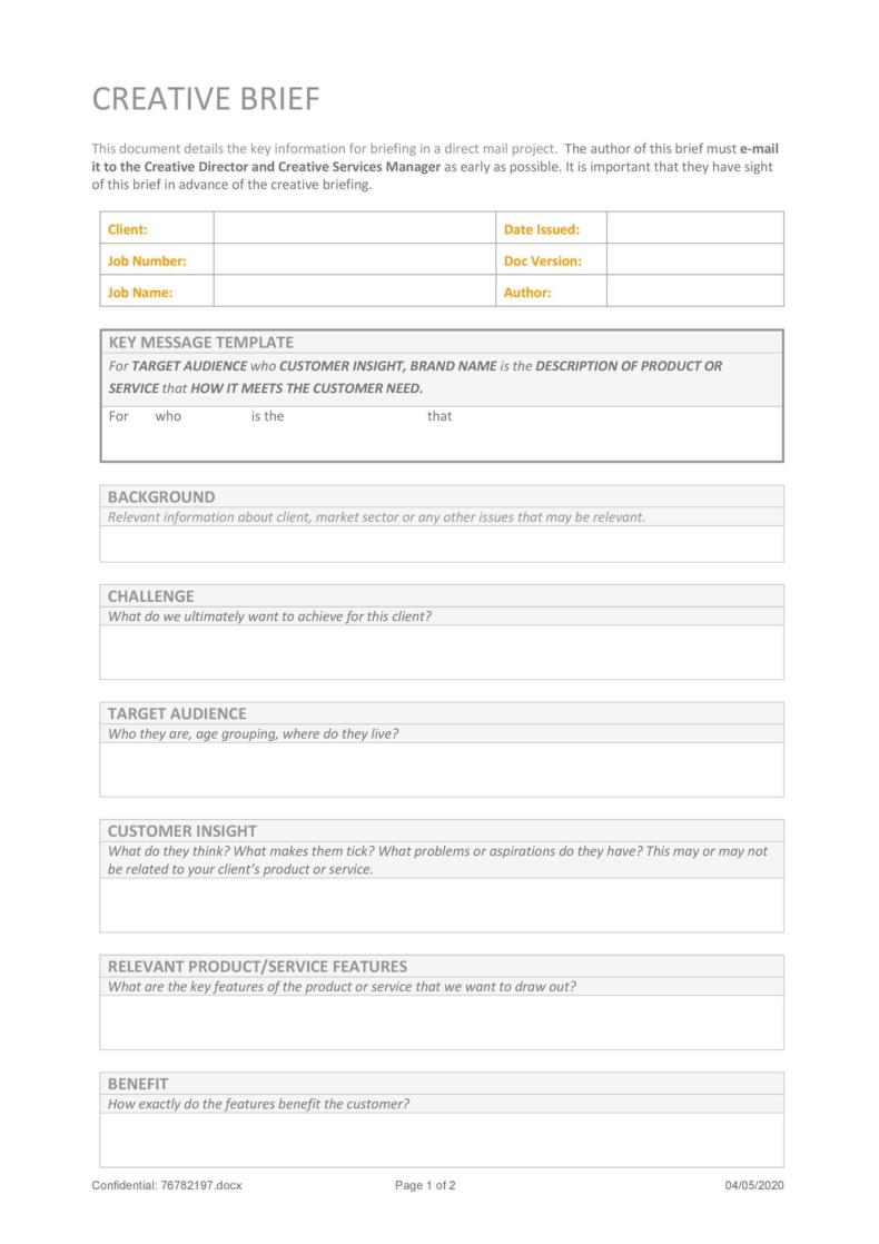 40 Creative Brief Templates & Examples ᐅ TemplateLab