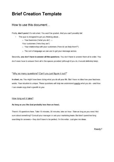 40 Creative Brief Templates & Examples ᐅ TemplateLab