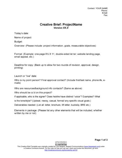 40 Creative Brief Templates & Examples ᐅ TemplateLab