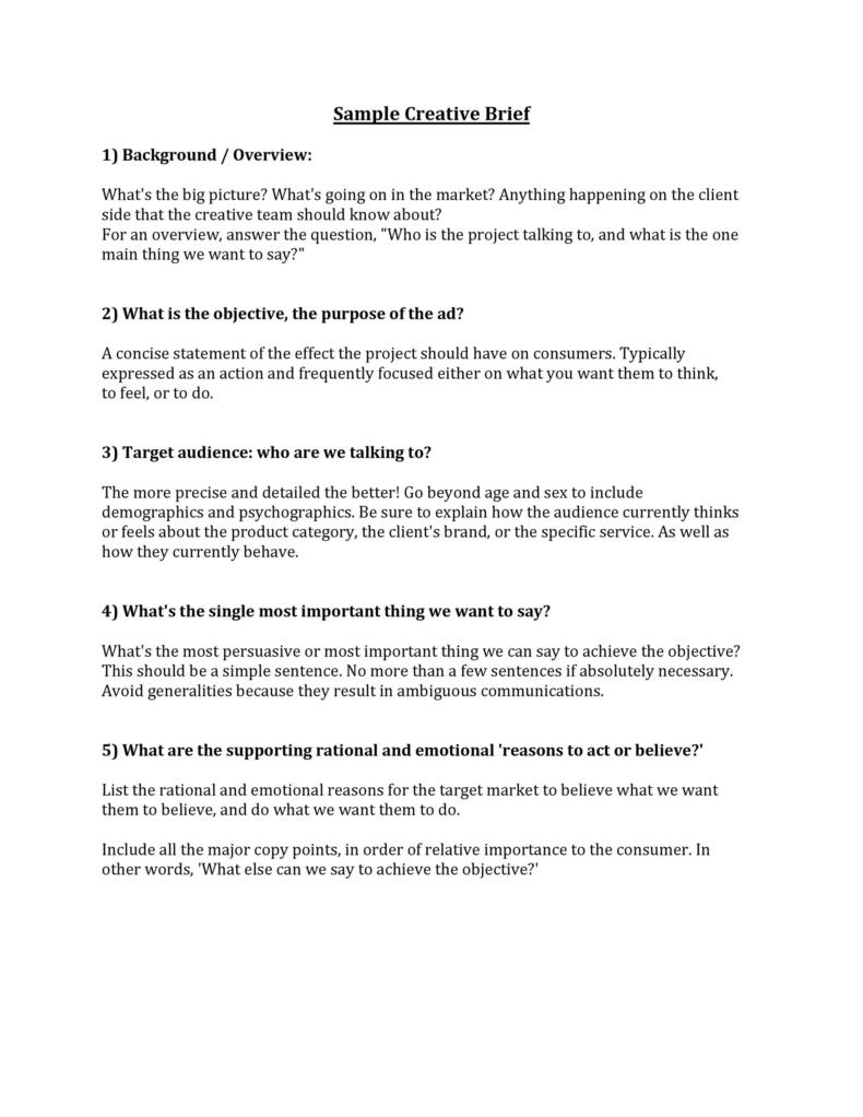 40 Creative Brief Templates & Examples ᐅ TemplateLab