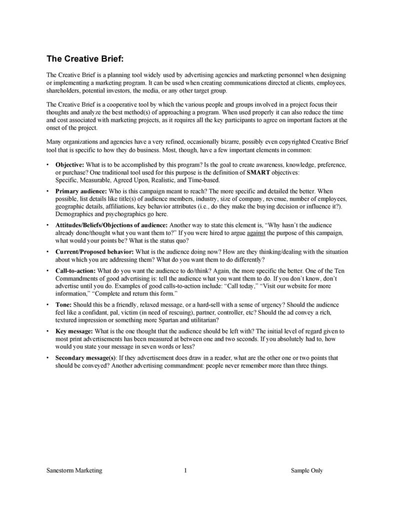 40 Creative Brief Templates & Examples ᐅ TemplateLab
