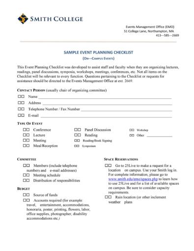 50 Professional Event Planning Checklist Templates ᐅ TemplateLab