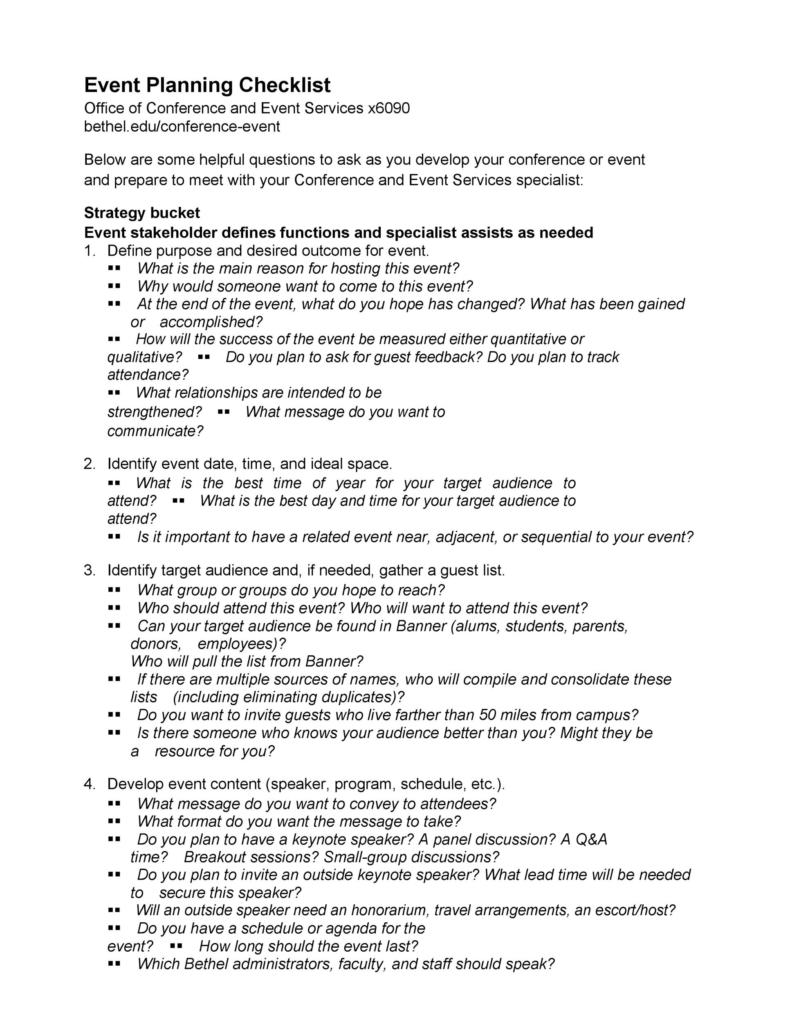 50 Professional Event Planning Checklist Templates ᐅ TemplateLab