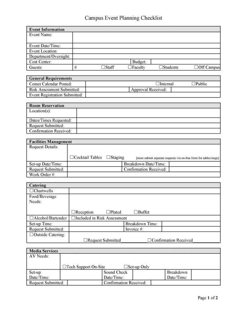 50 Professional Event Planning Checklist Templates ᐅ TemplateLab