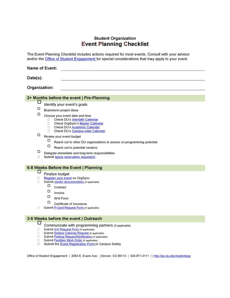 50 Professional Event Planning Checklist Templates ᐅ TemplateLab