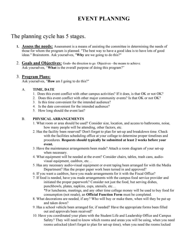 50 Professional Event Planning Checklist Templates ᐅ TemplateLab
