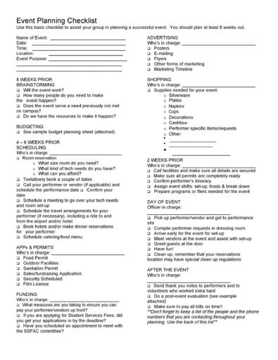 50 Professional Event Planning Checklist Templates ᐅ TemplateLab