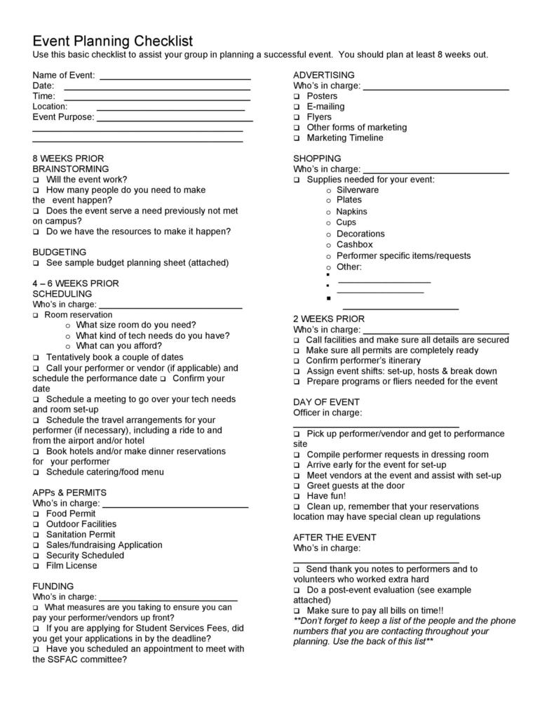 50 Professional Event Planning Checklist Templates ᐅ TemplateLab