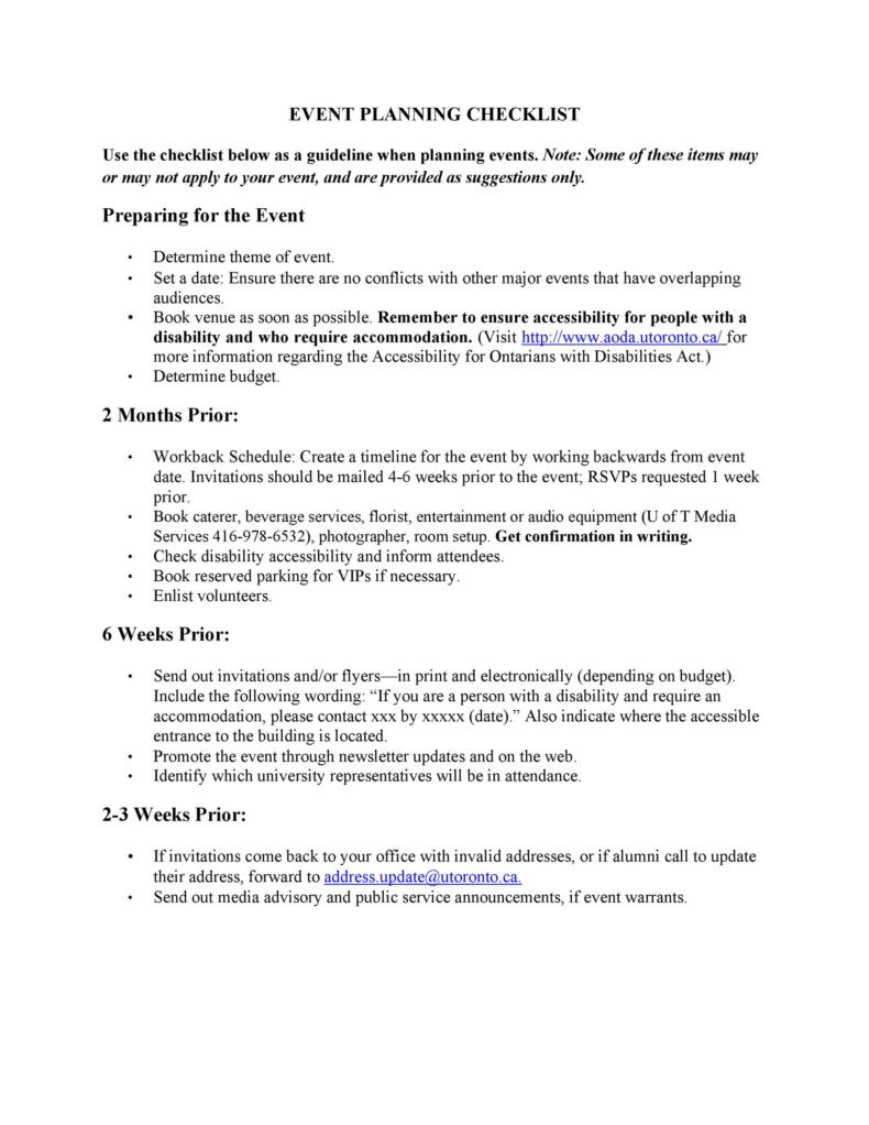 50 Professional Event Planning Checklist Templates ᐅ TemplateLab