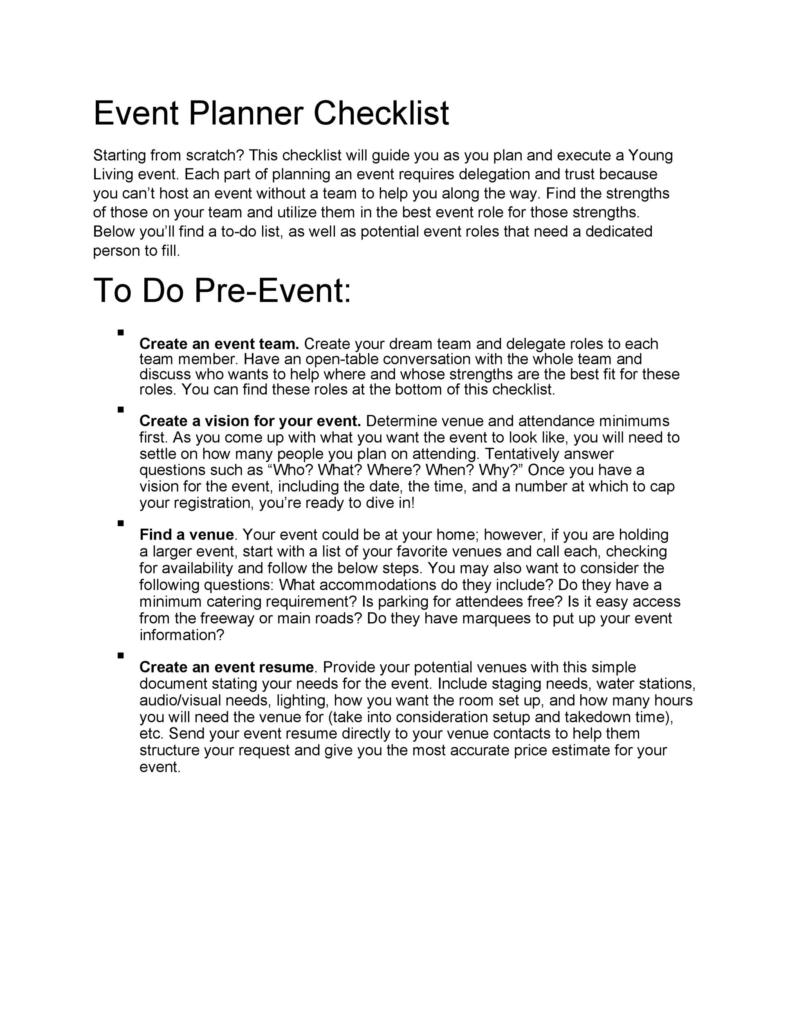 50 Professional Event Planning Checklist Templates ᐅ TemplateLab