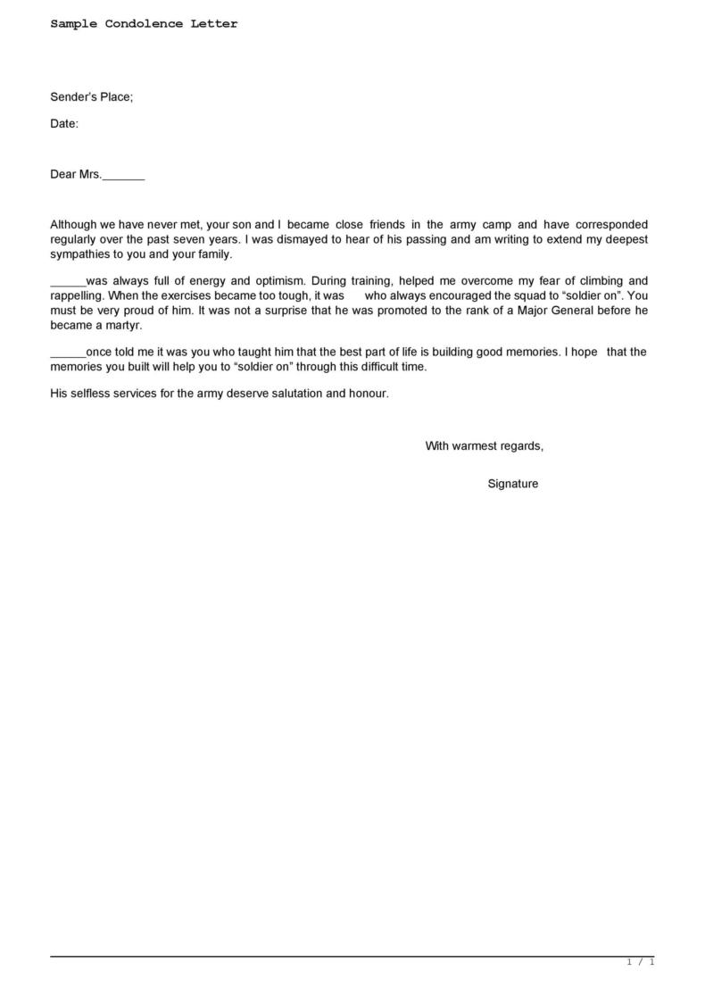 41 Condolence & Sympathy Letter Samples ᐅ TemplateLab