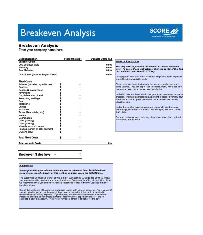 41 Free Break Even Analysis Templates & Excel Spreadsheets ᐅ TemplateLab