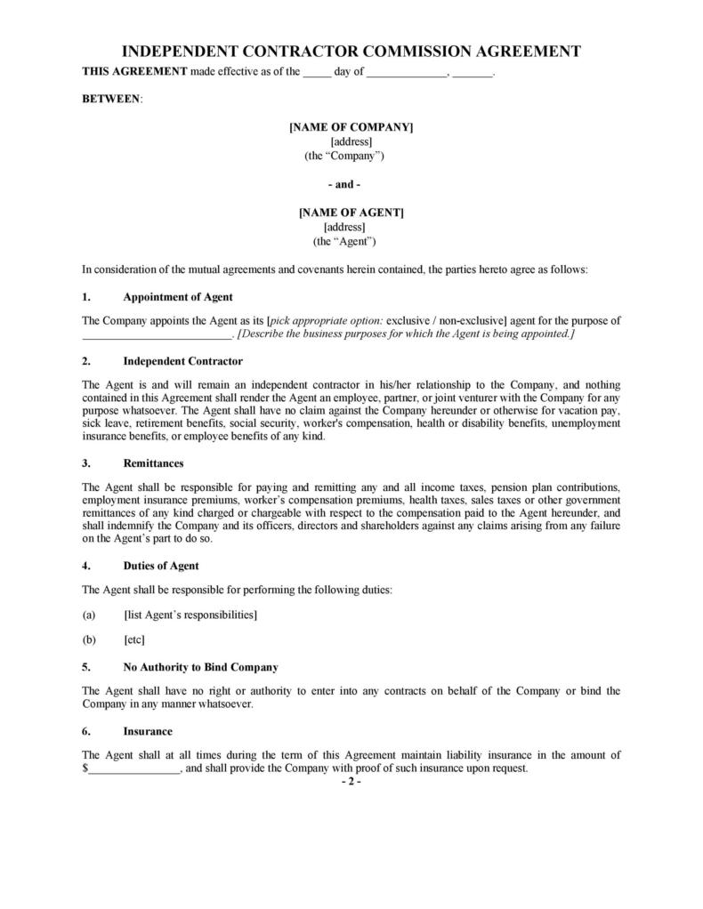 36 Free Commission Agreements (Sales, Real Estate, Contractor)