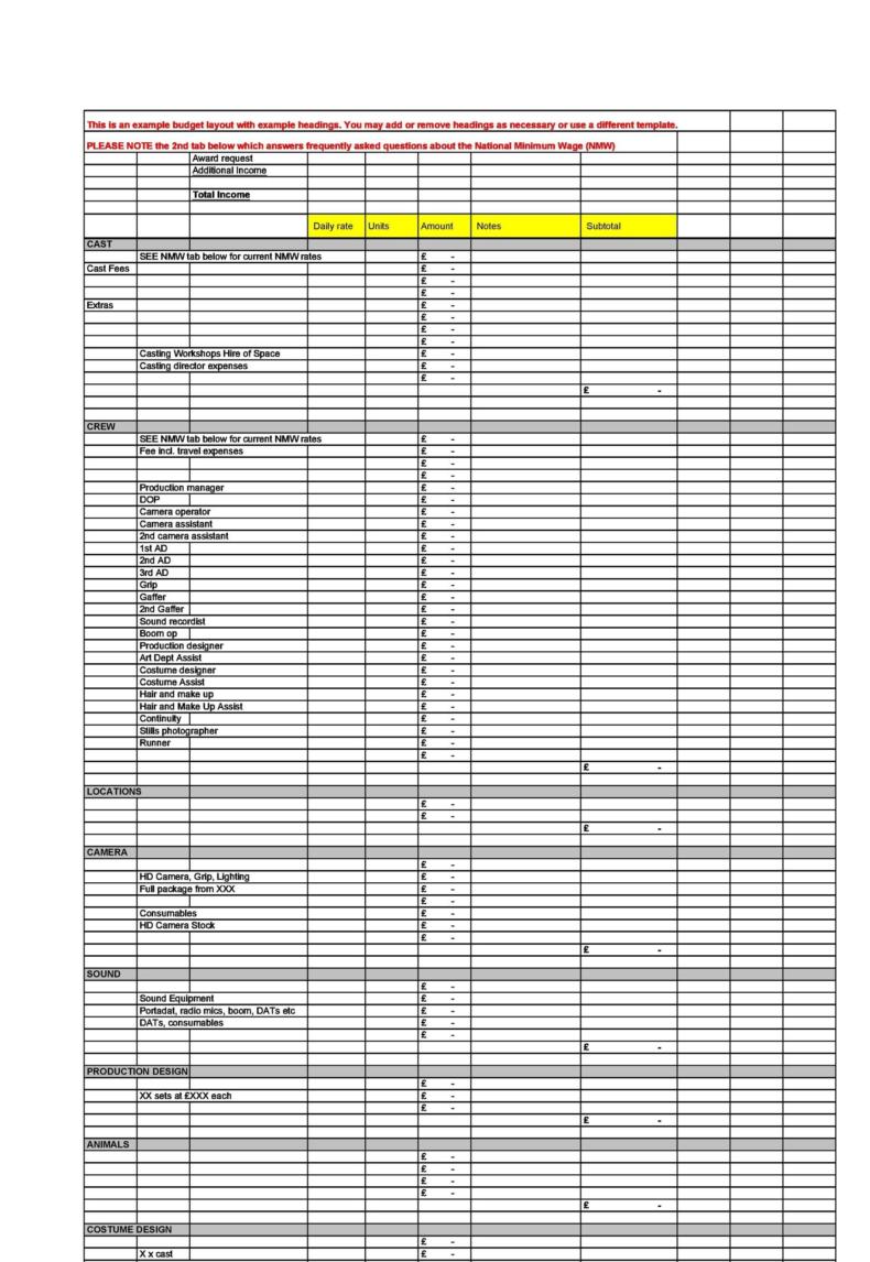 33 Free Film Budget Templates (Excel, Word) ᐅ TemplateLab