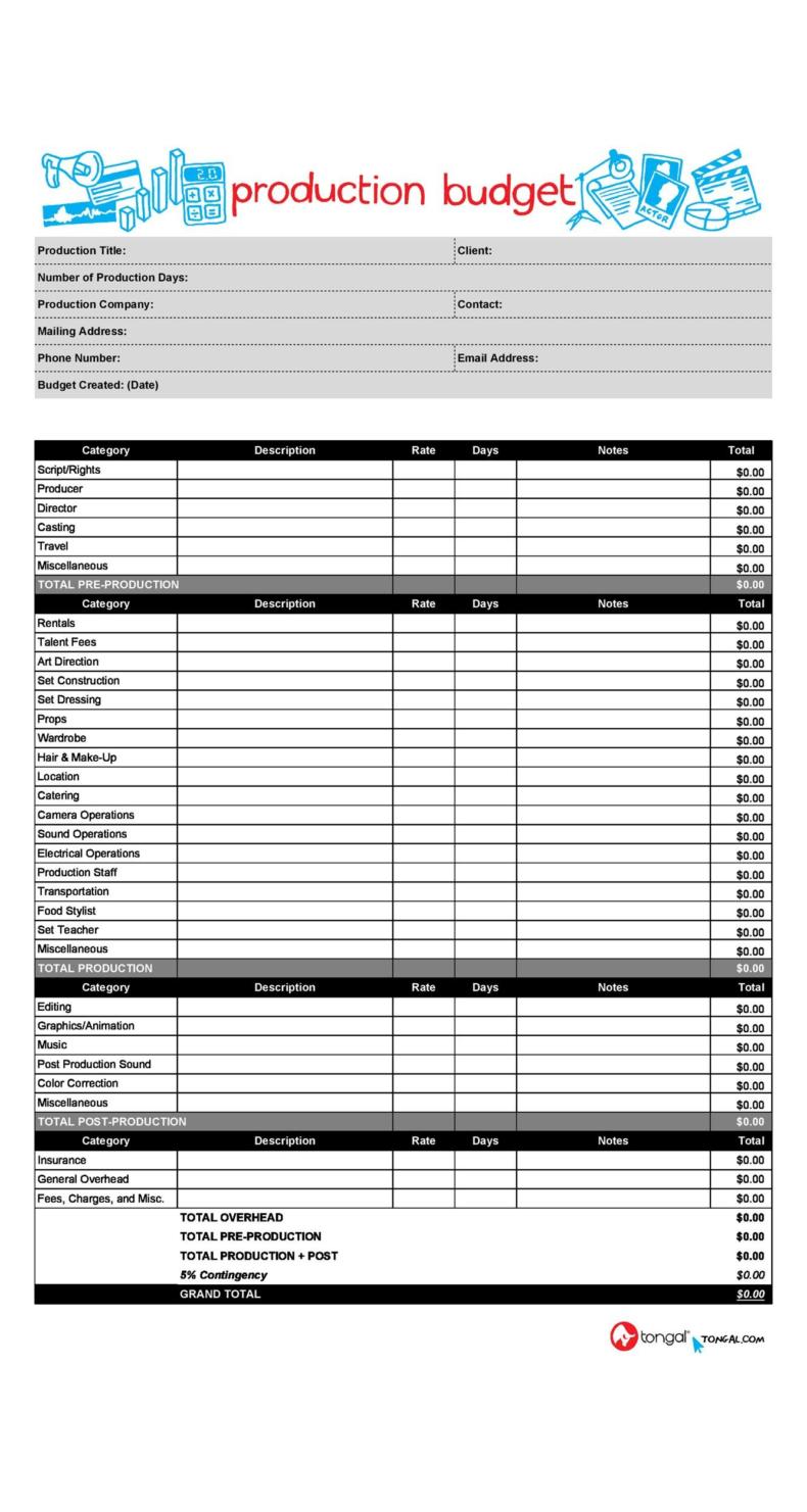 33 Free Film Budget Templates (Excel, Word) ᐅ TemplateLab