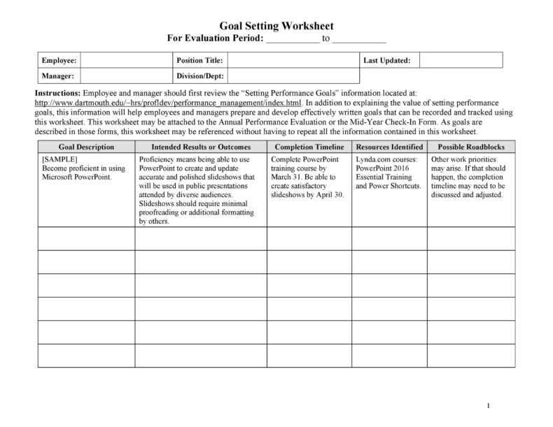 41 S.M.A.R.T Goal Setting Templates & Worksheets ᐅ TemplateLab