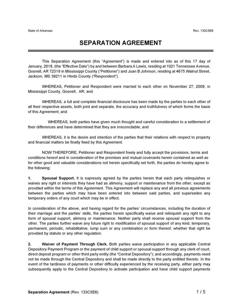 43 Best Separation Agreement Templates (& Separation Papers)