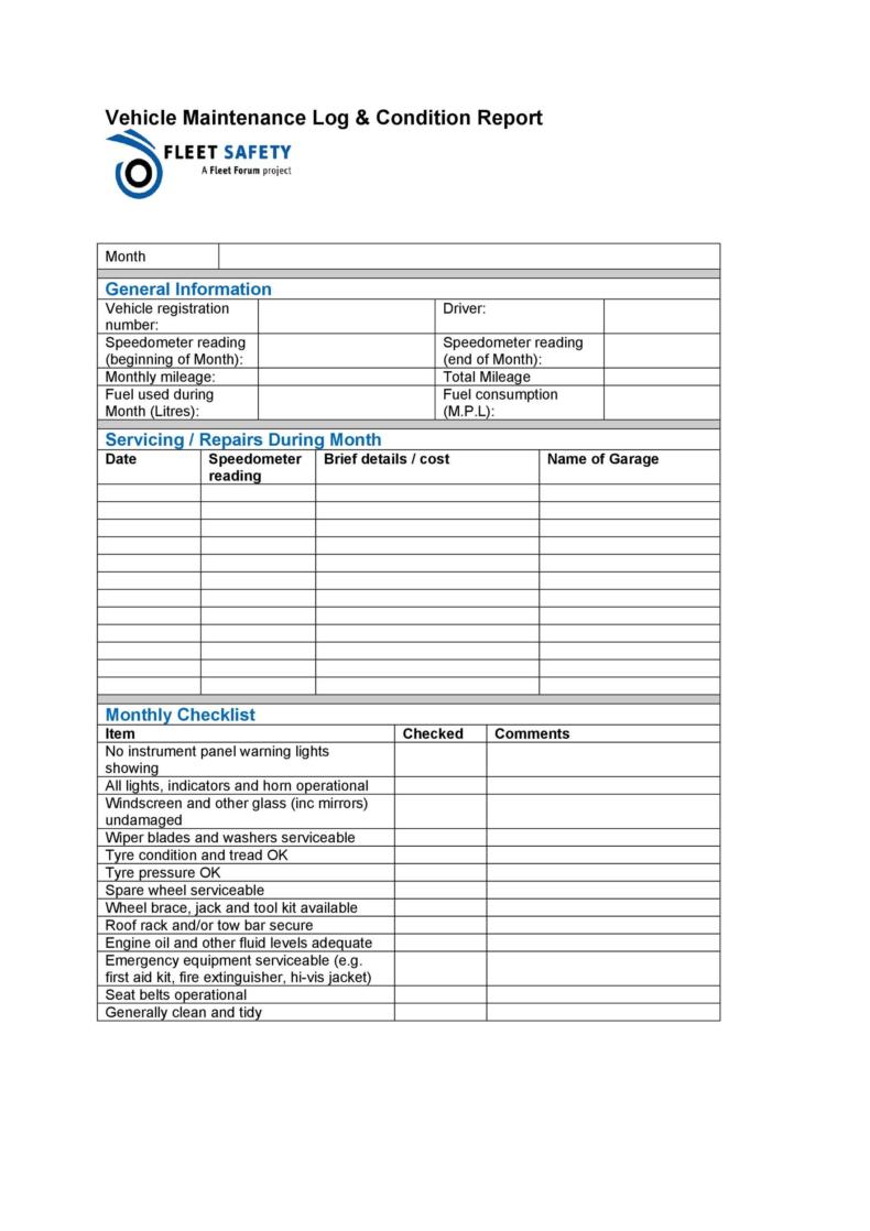 43 Printable Vehicle Maintenance Log Templates ᐅ TemplateLab