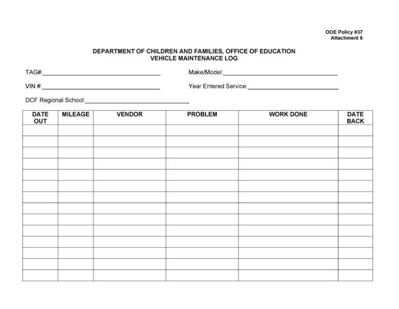 43 Printable Vehicle Maintenance Log Templates ᐅ TemplateLab