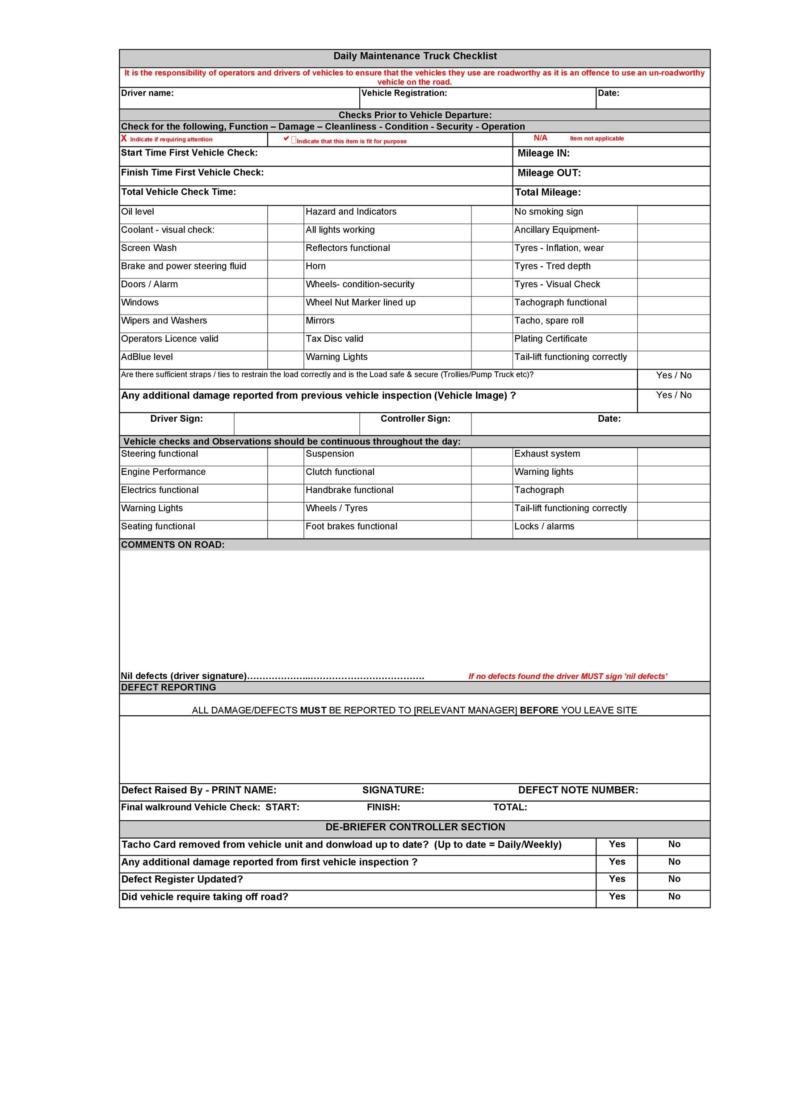 43 Printable Vehicle Maintenance Log Templates ᐅ TemplateLab