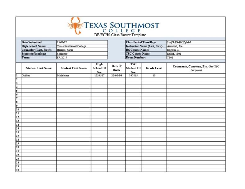 46 Class Roster Templates [& Class List Examples]