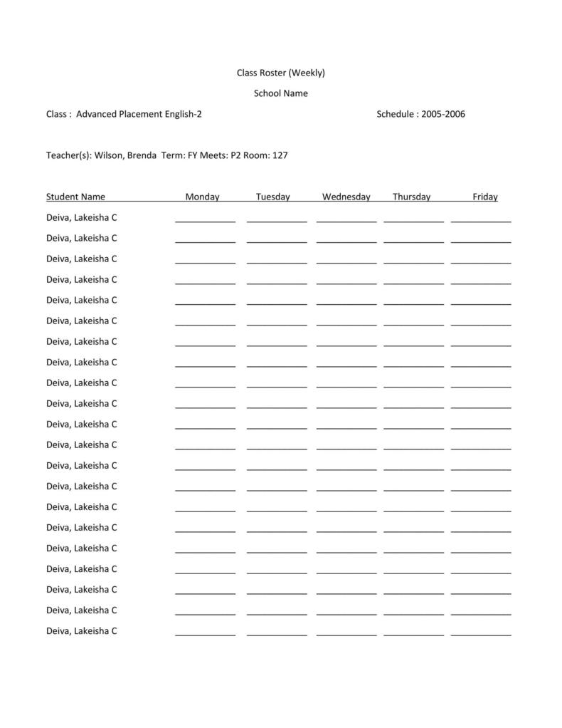 46 Class Roster Templates [& Class List Examples]