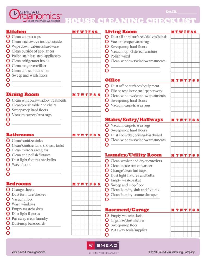 40 Printable House Cleaning Checklist Templates ᐅ TemplateLab