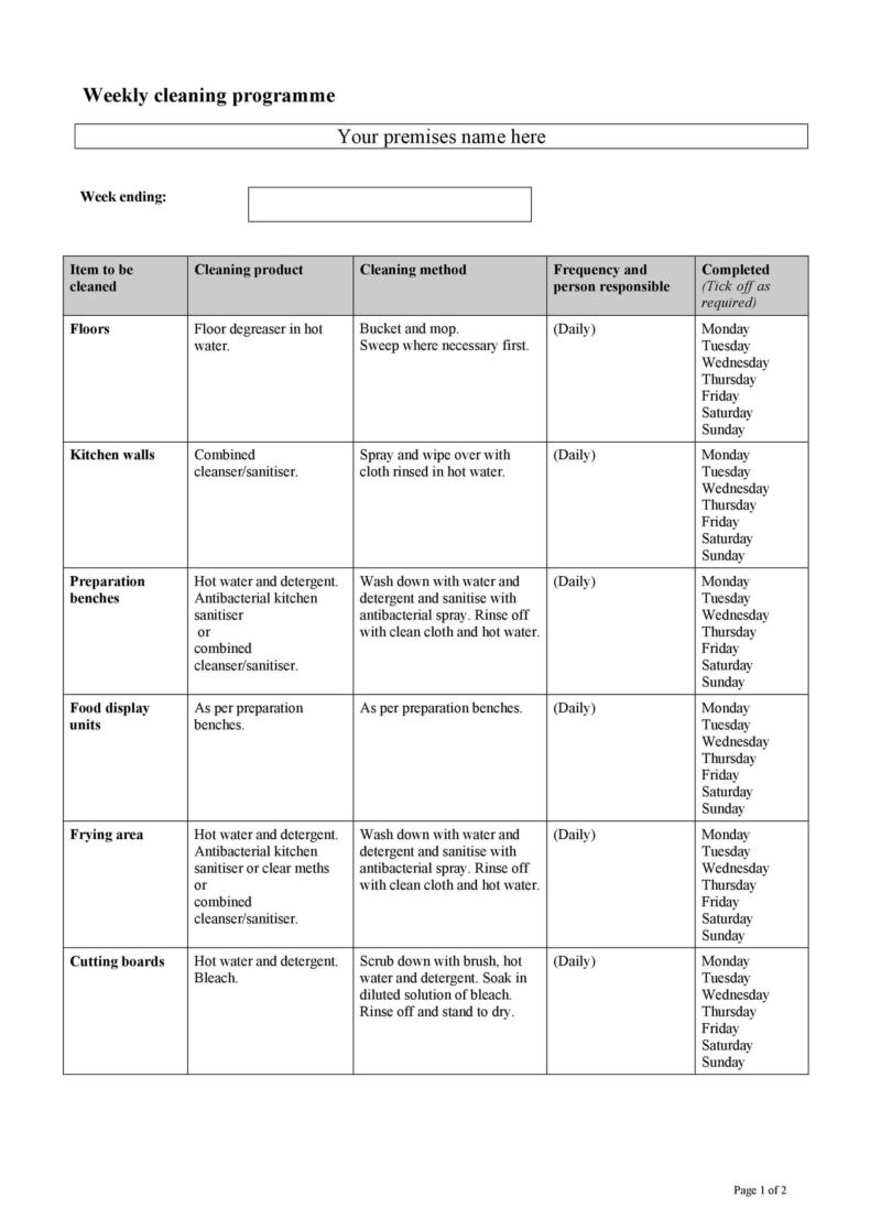 40 Printable House Cleaning Checklist Templates ᐅ TemplateLab