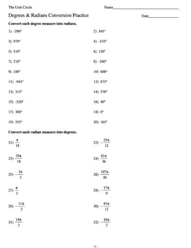 42 Printable Unit Circle Charts & Diagrams (Sin, Cos, Tan, Cot etc)